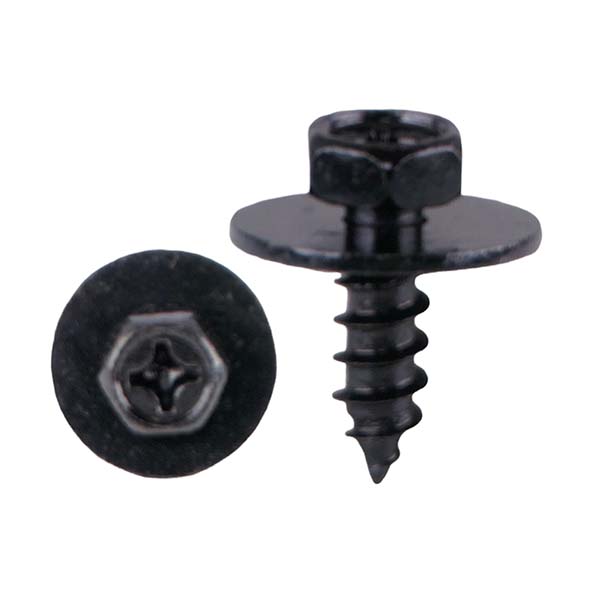 Hex Head Self Tapping Screw With Washer Black M6.4 x 18 Black Phillips ...